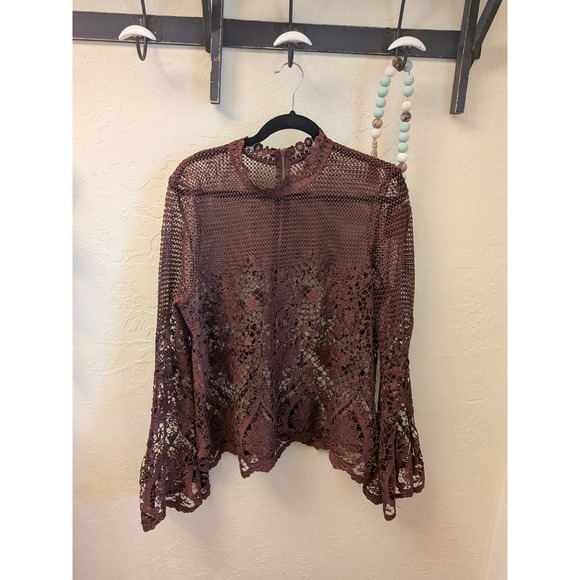 BOLD elements | Tops | Bold Elements Cut To Curve Lace Mock Neck Long ...